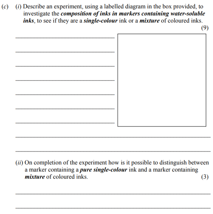 Junior Cycle Science Mixtures: Describe an experiment, using a