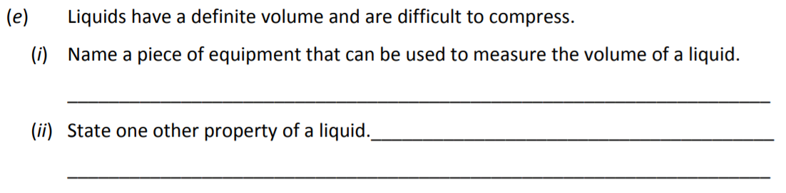 Junior Cycle Science States of Matter: Liquids have a definite volume a