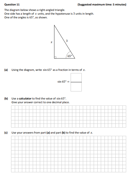 Junior Cycle Mathematics Trigonometry: The diagram below shows a right-