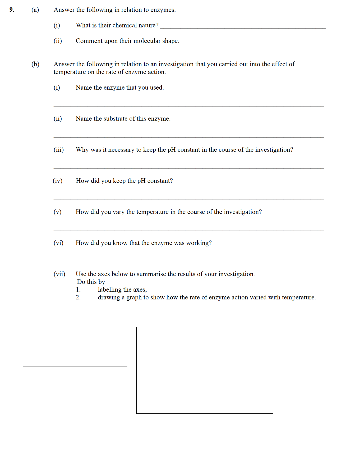 Leaving Cert Biology EXPERIMENTS - ALL: Answer the following in relation