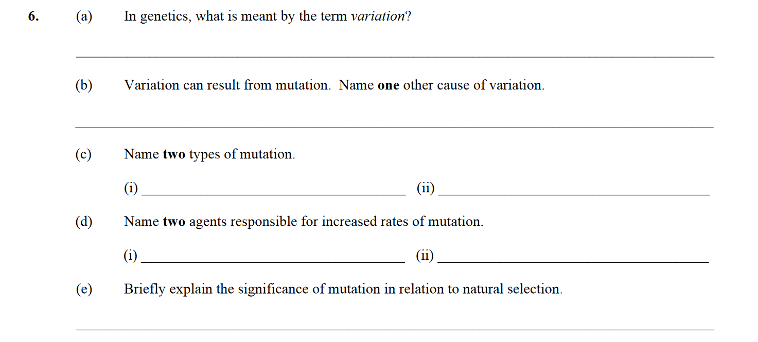 Leaving Cert Biology Genetics, DNA & Evolution: In genetics, what is ...