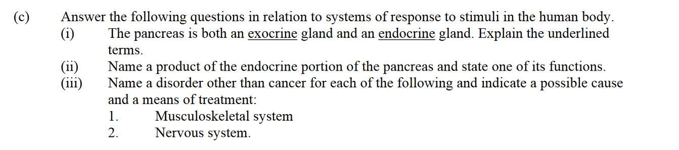 Leaving Cert Biology Musculoskeletal System: Answer the following ...