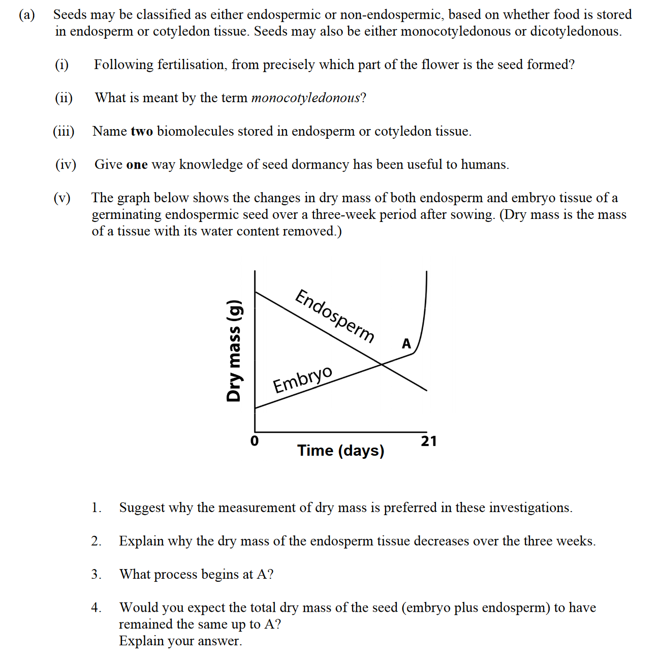 Leaving Cert Biology Plant Reproduction: Seeds may be classified as eithe