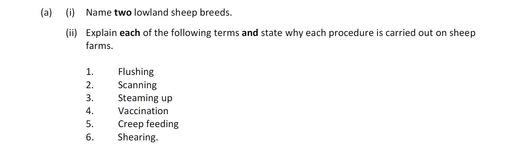 Leaving Cert Agricultural Science Plant Physiology: a) (i) Name two ...