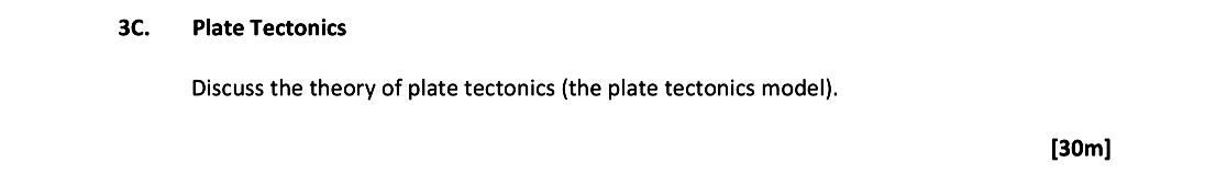Leaving Cert Geography Tectonic Plates: Discuss the theory of plate tect