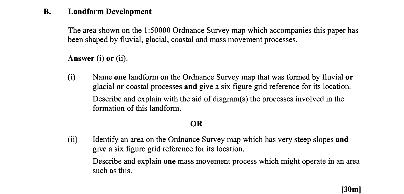 Leaving Cert Geography The Sea: identify an area on the ordnance survey