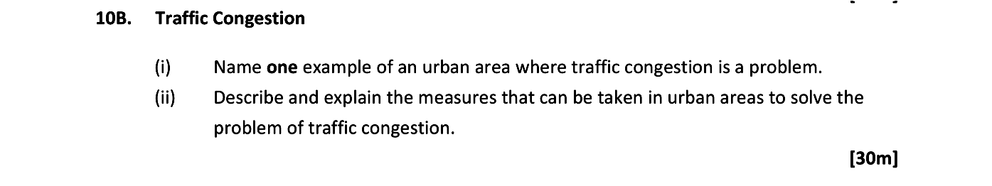 Leaving Cert Geography HUMAN - Urban Geography: Traffic Congestion (i ...