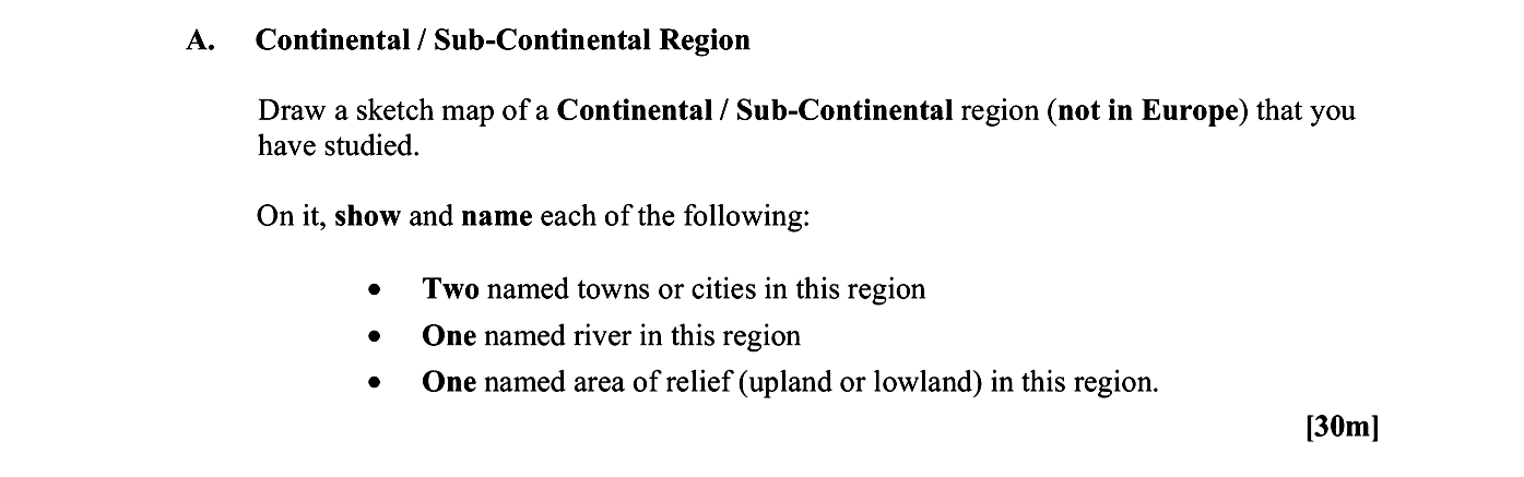Leaving Cert Geography REGIONS - Continental: Draw a sketch map of a ...