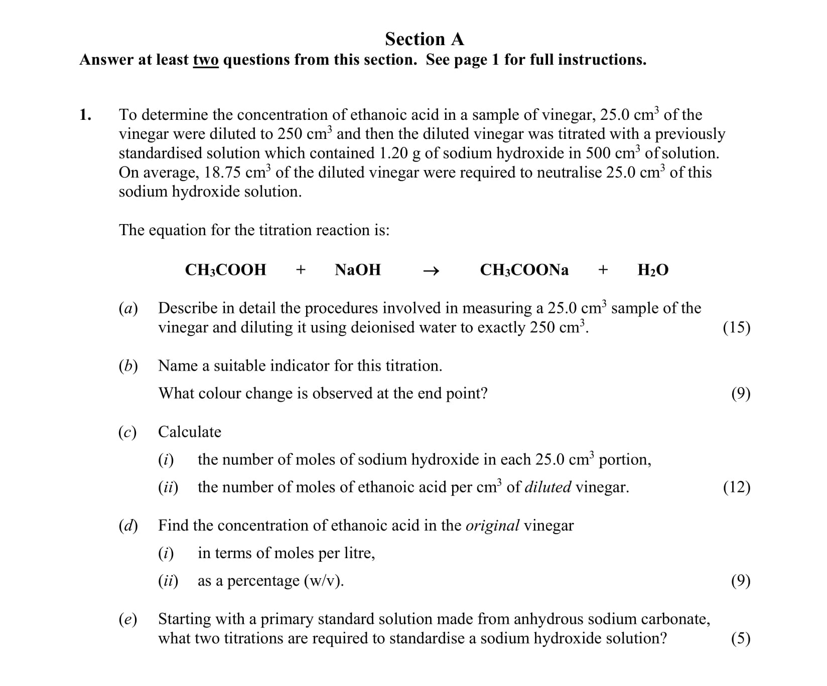 Leaving Cert Chemistry EXPERIMENTS: ALL: To determine the concentration o