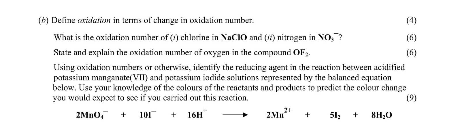 Leaving Cert Chemistry Oxidation & Reduction: Define oxidation in terms ...