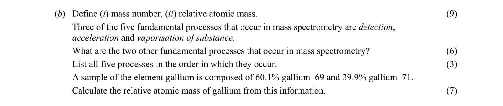 Leaving Cert Chemistry Atomic structure: Define (i) mass number, (ii) rel