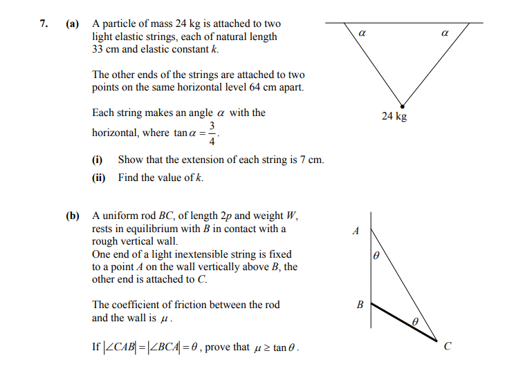 Leaving Cert Applied Maths Statics: A particle of mass 24 kg is atta