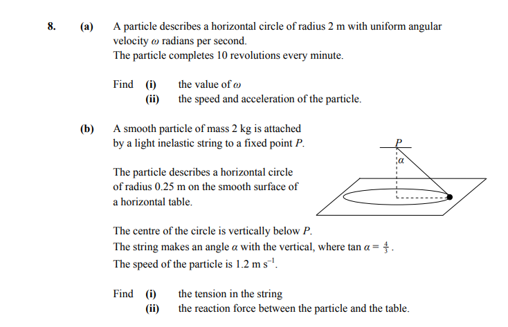 Leaving Cert Applied Maths Circular Motion: A particle describes a horizonta