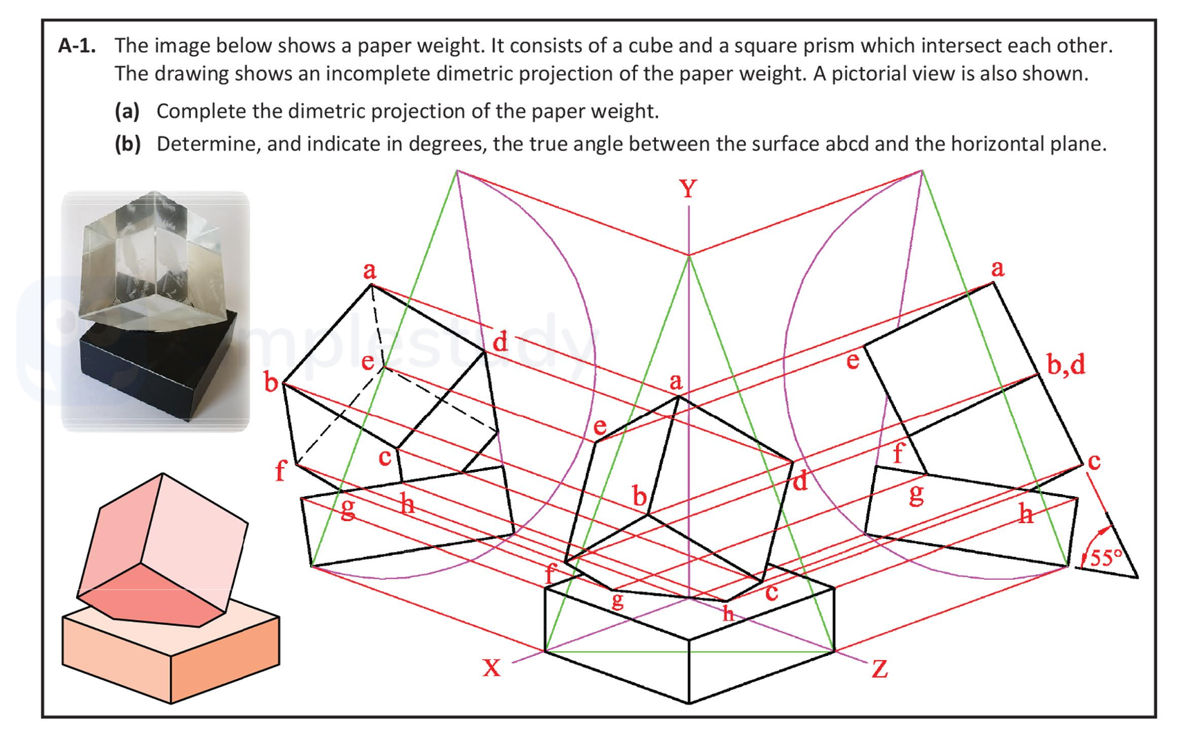 Leaving Cert DCG Axonometric (Iso/Di/Tri-metric) Projection: The image ...