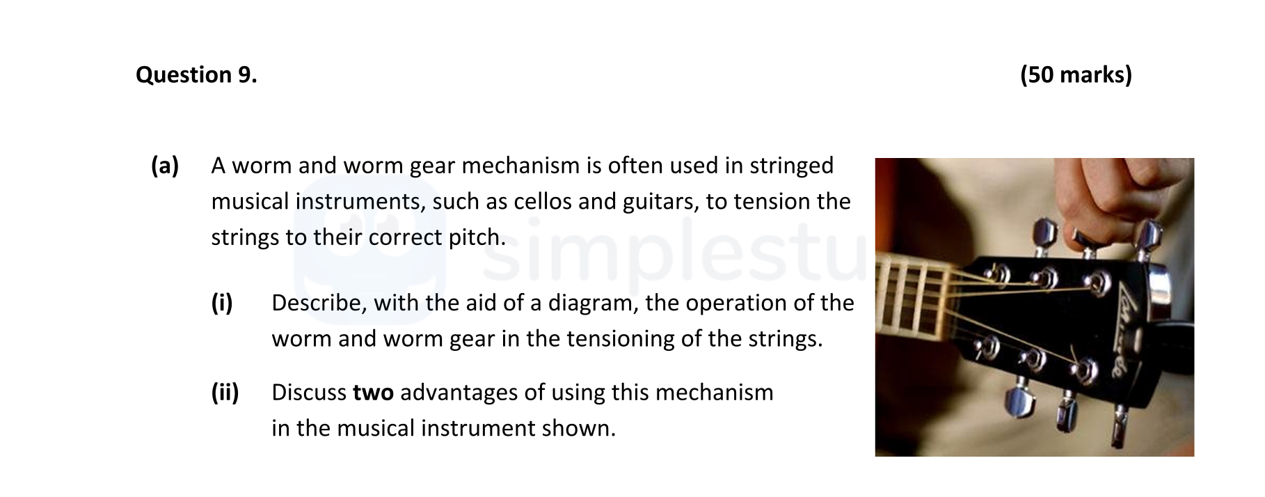 Leaving Cert Engineering Mechanisms: A worm and worm gear mechanism i