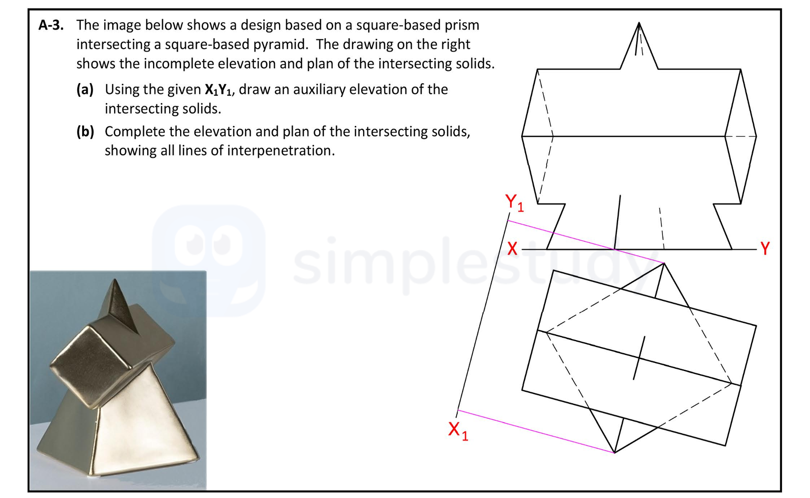 Leaving Cert DCG Orthographic and Auxiliary Projection: The image below ...
