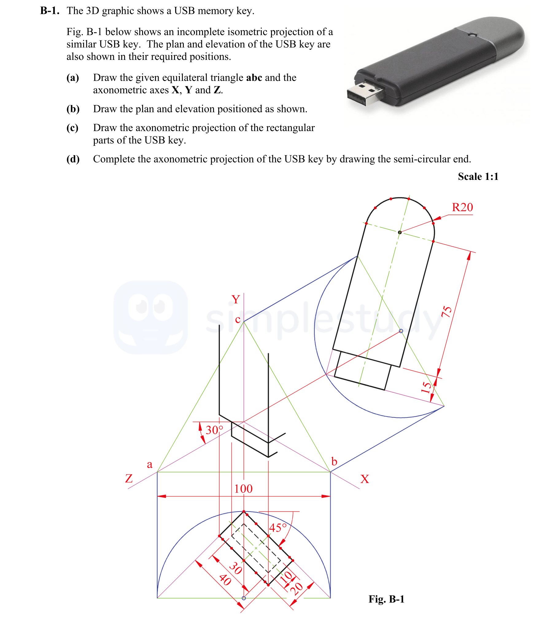 Leaving Cert DCG Axonometric (Iso/Di/Tri-metric) Projection: The 3D ...