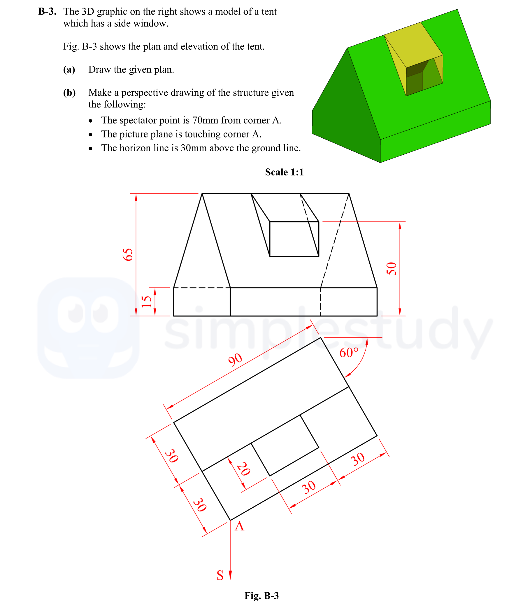 Leaving Cert DCG Perspective: The 3D graphic on the right show
