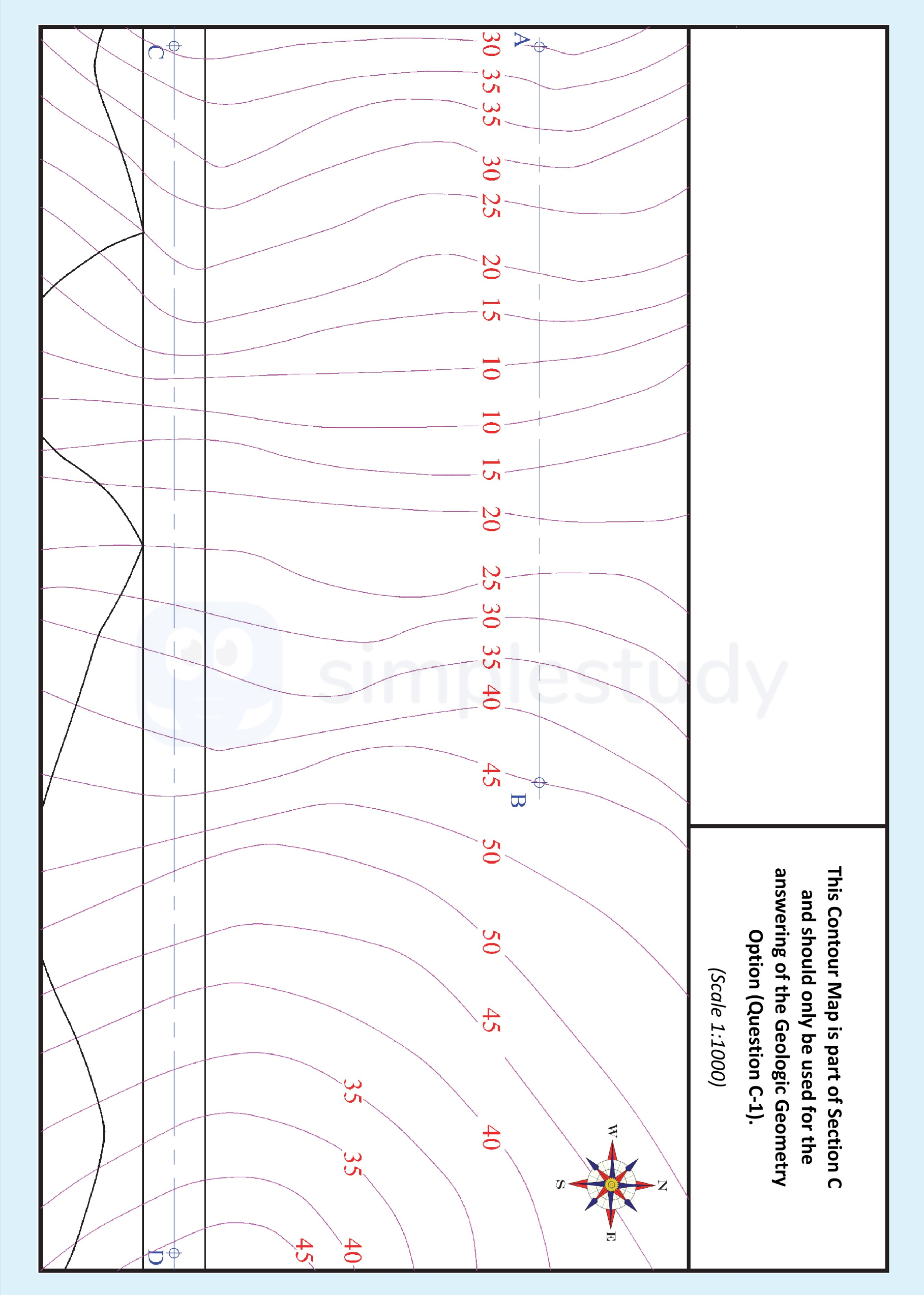 Leaving Cert DCG Geological Geometry: This Contour Map is Part of Sect