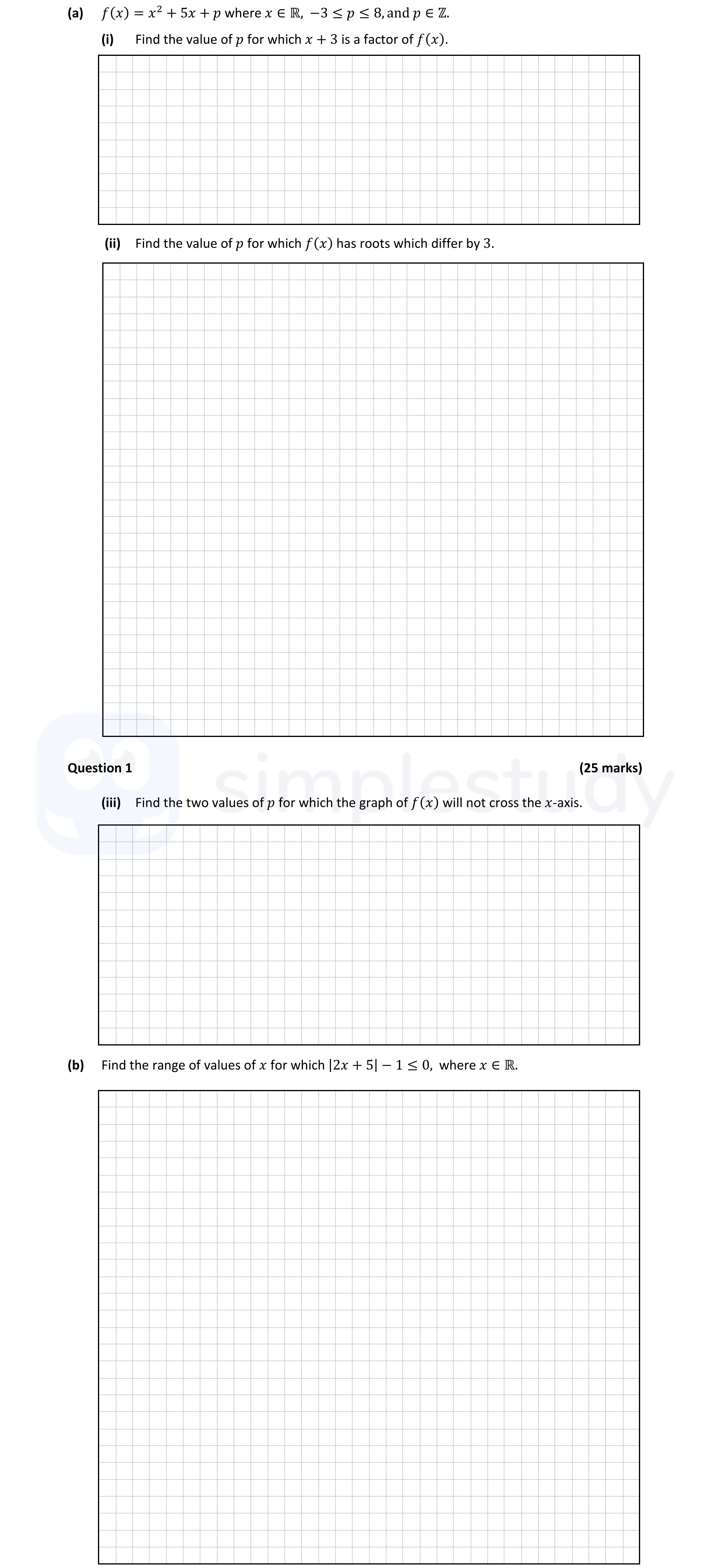 Leaving Cert Mathematics Algebra: (a) given the function $f(x) = x^2 + 5x