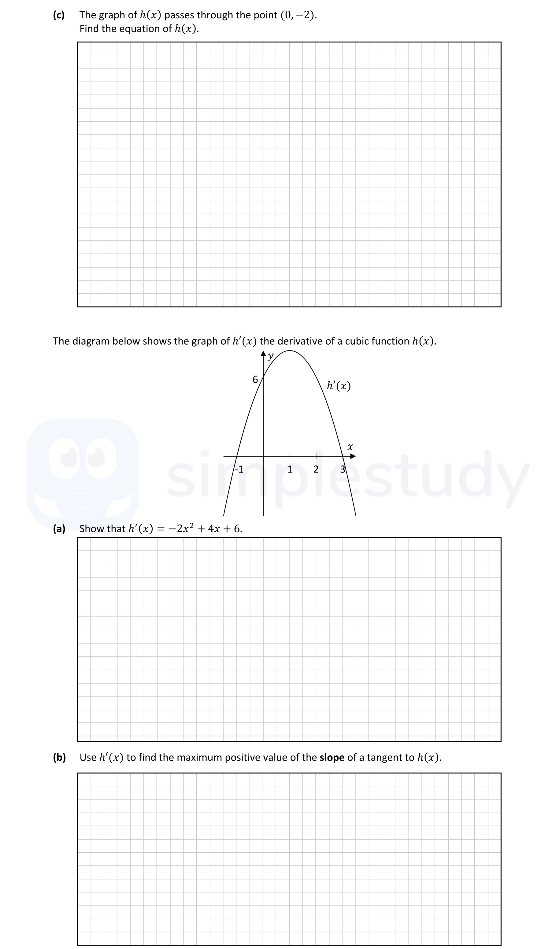 Leaving Cert Mathematics Integration: the graph of h(x) passes through ...
