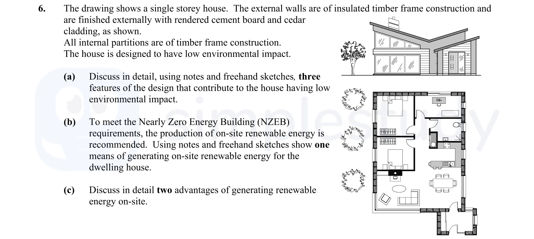 Leaving Cert Construction Studies Passive Design: The drawing shows a single store