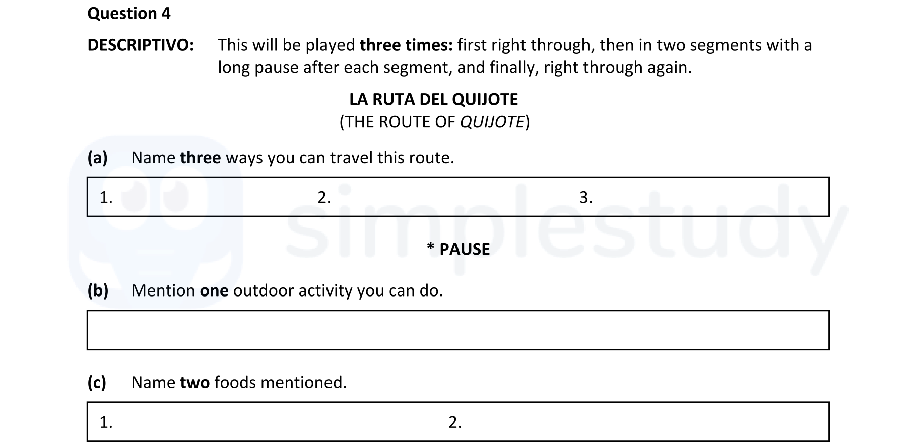 Leaving Cert Spanish AURAL - Description ( Descriptivo ): DESCRIPTIVO: This will be playe