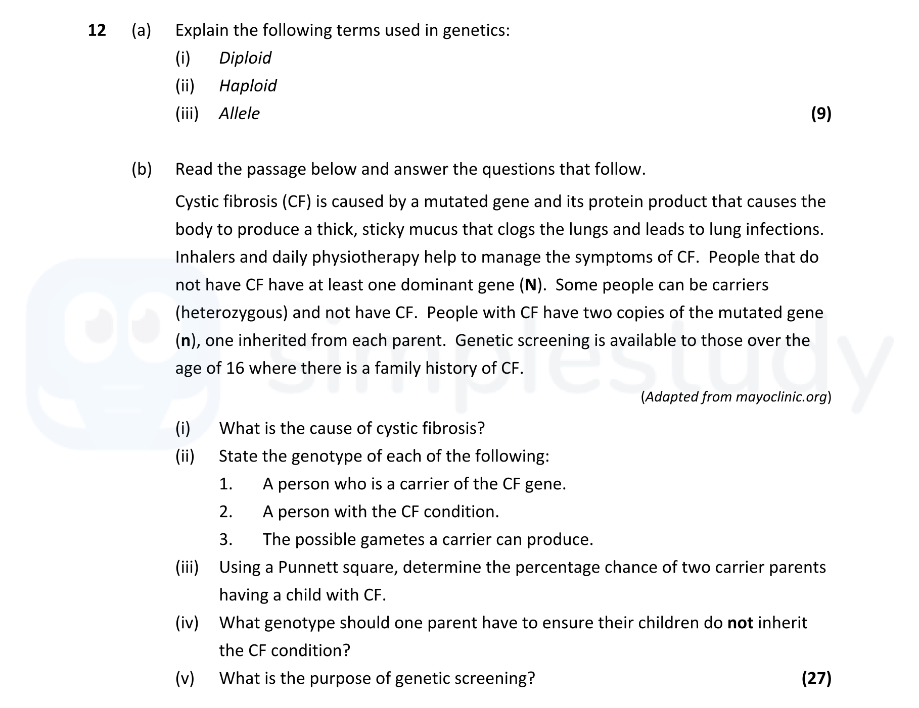 Leaving Cert Biology Genetics, DNA & Evolution: 12 (a) Explain the ...
