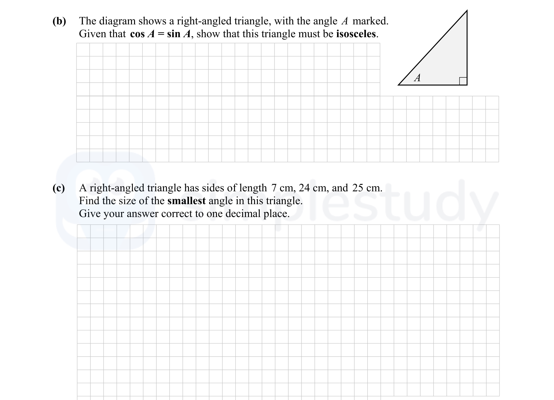 Junior Cycle Mathematics Trigonometry: The diagram shows a right-angled