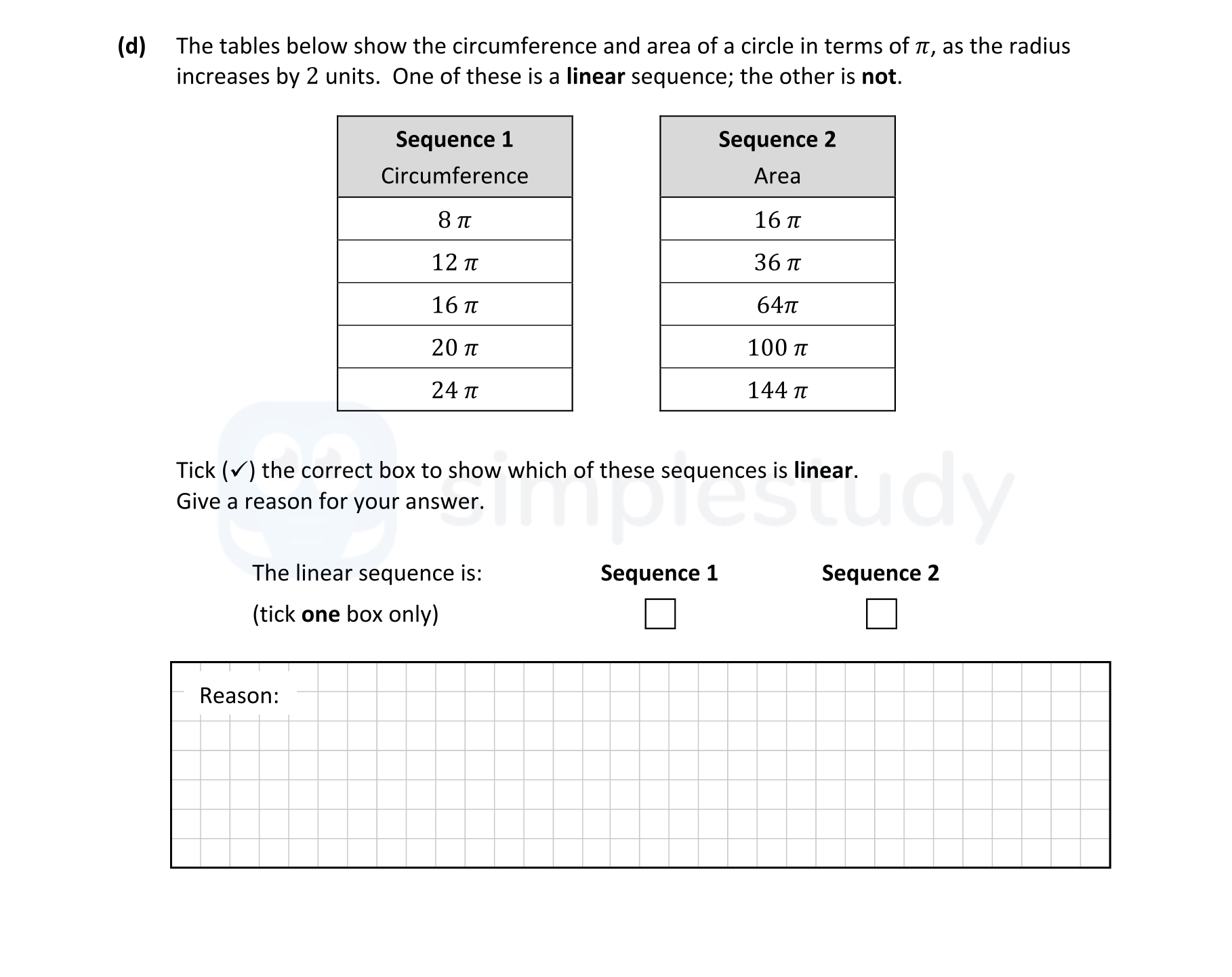 Junior Cycle Mathematics Patterns: The tables below show the circum