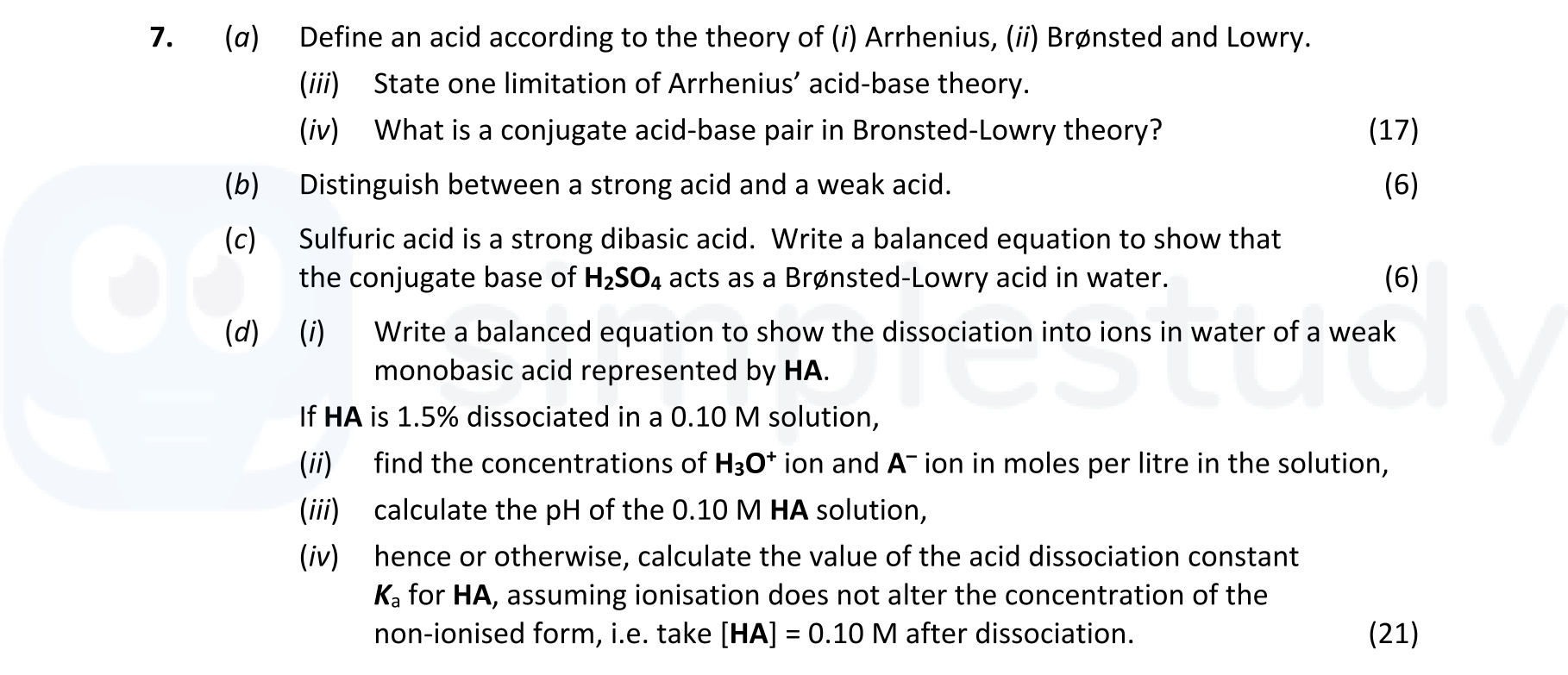 Leaving Cert Chemistry Acids, Bases & PH: Define an acid according to the