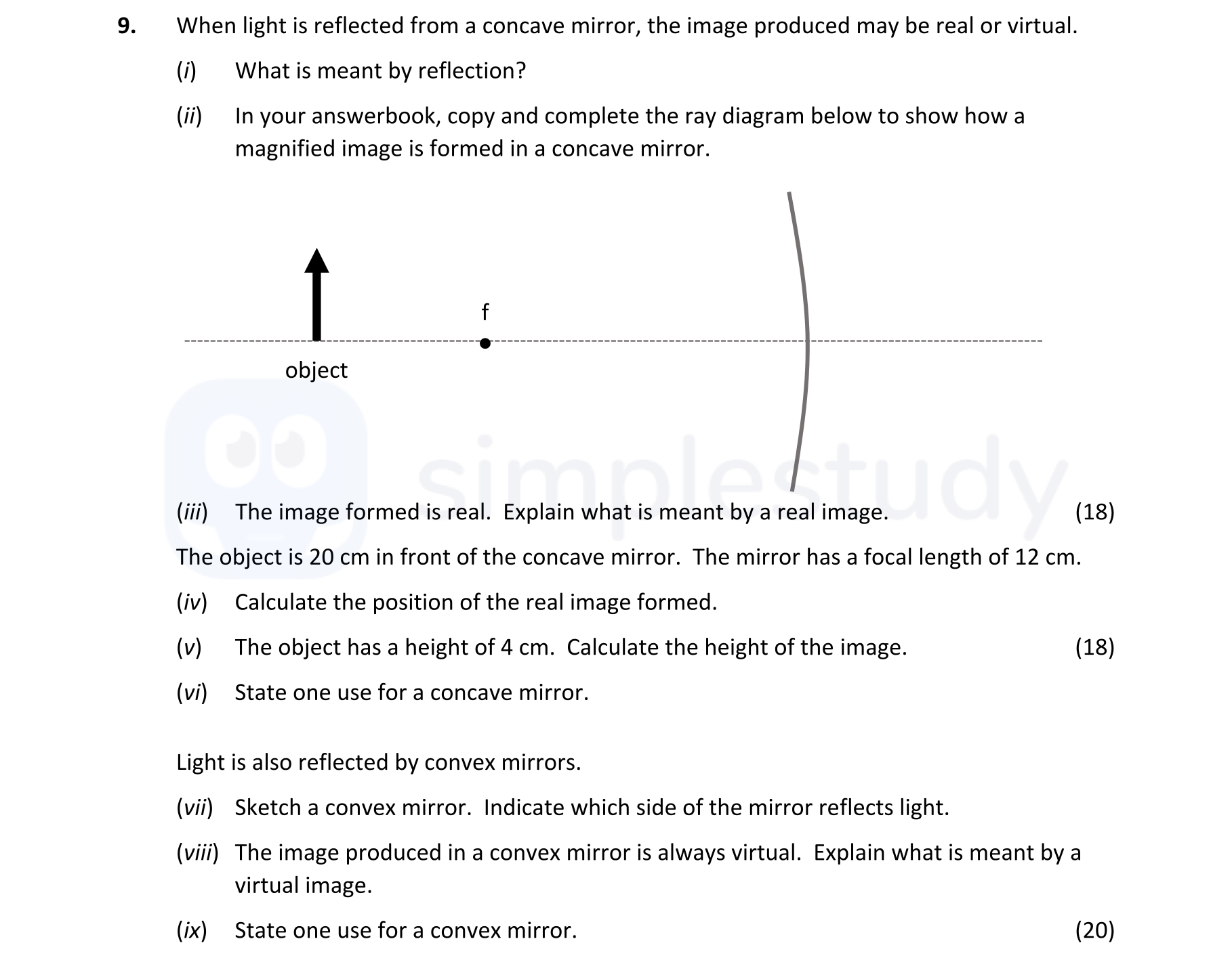 Leaving Cert Physics Reflection & Mirrors: When light is reflected from a c