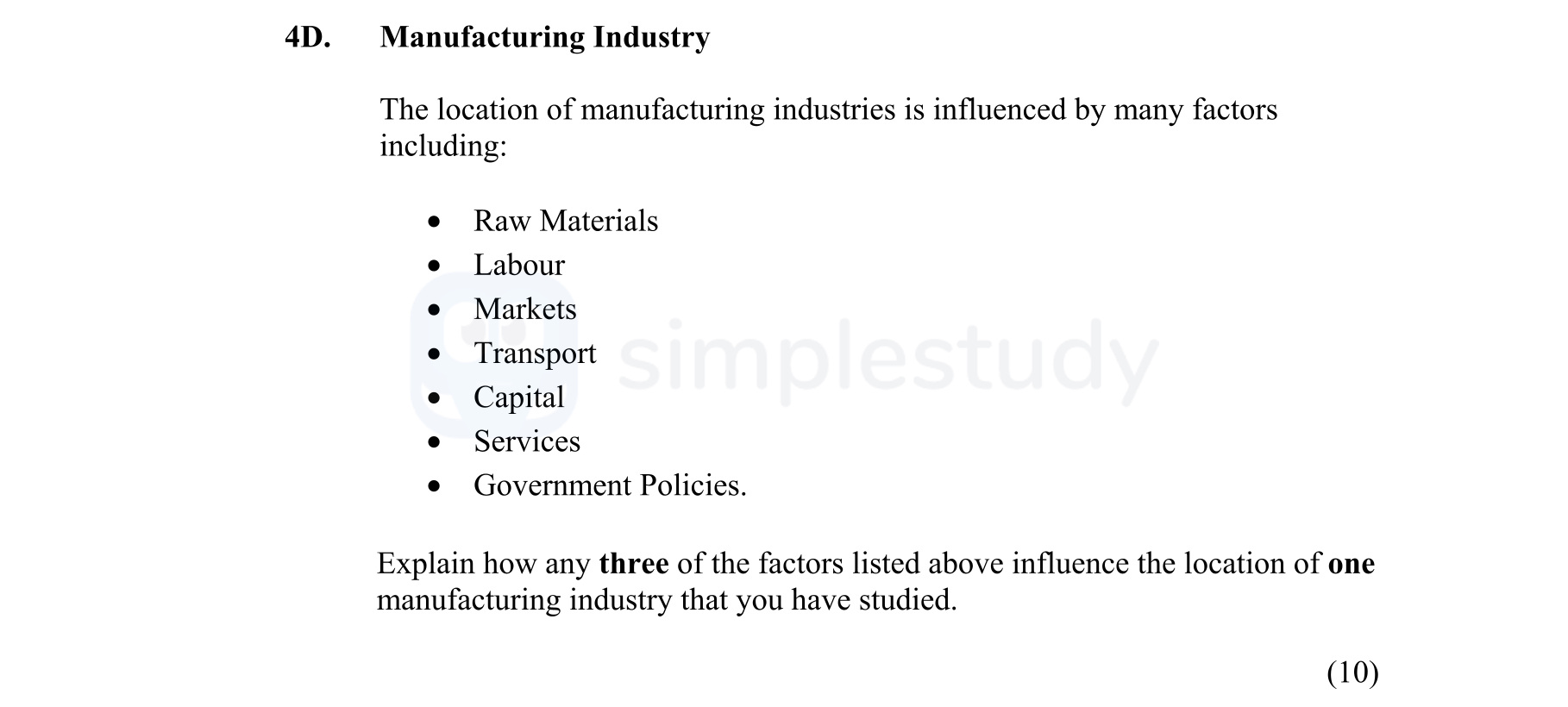 Junior Cycle Geography Economic Activities (Secondary): Manufacturing ...