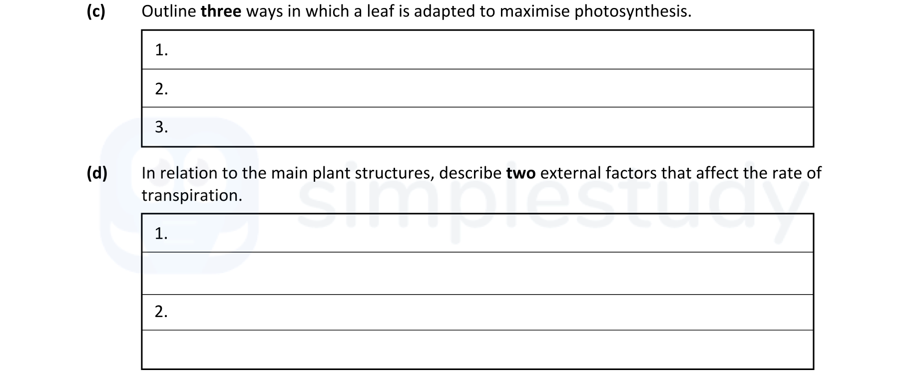 Leaving Cert Agricultural Science Plant Physiology: Outline three ways ...