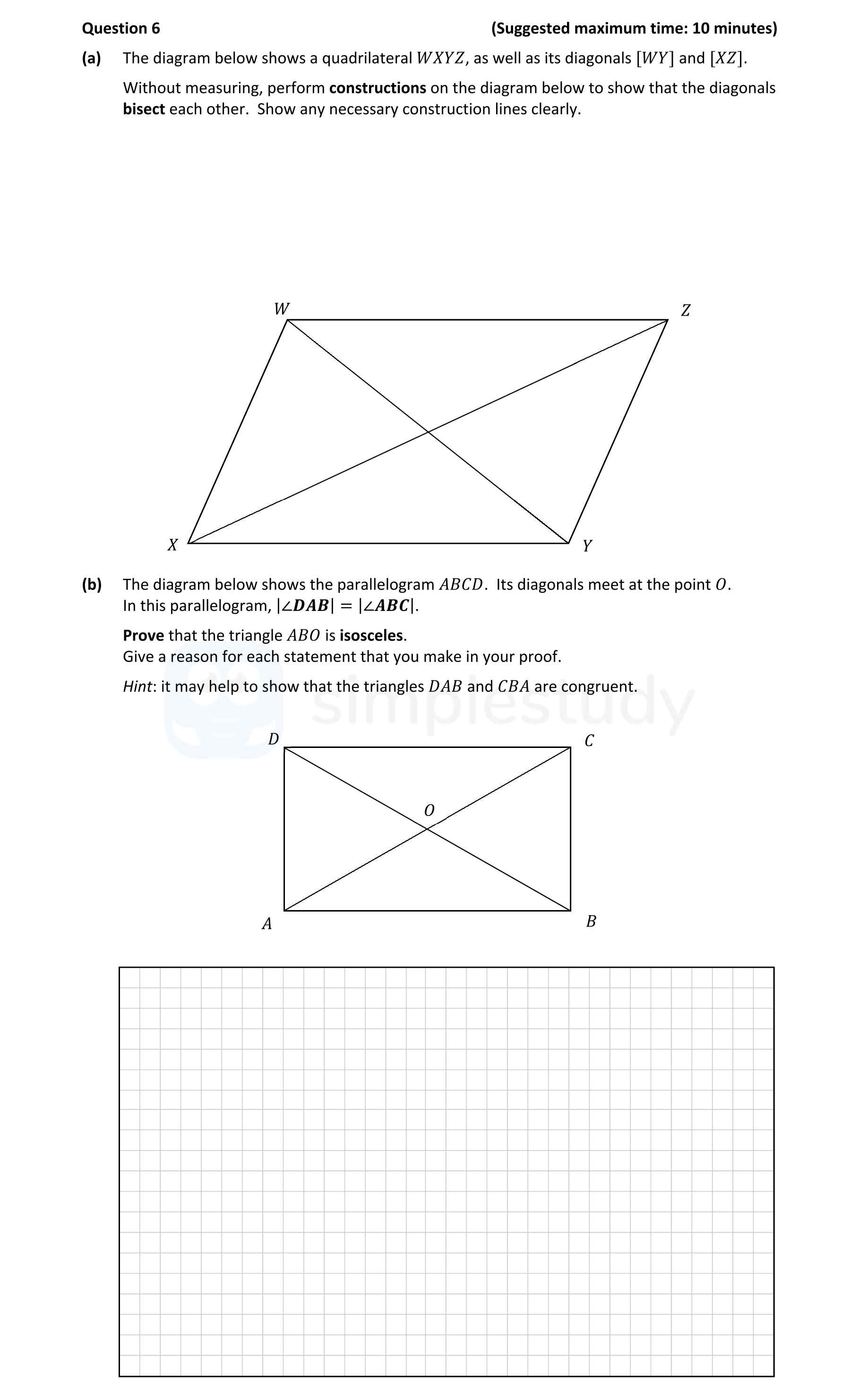 Junior Cycle Mathematics Geometry: The diagram below shows a quadri