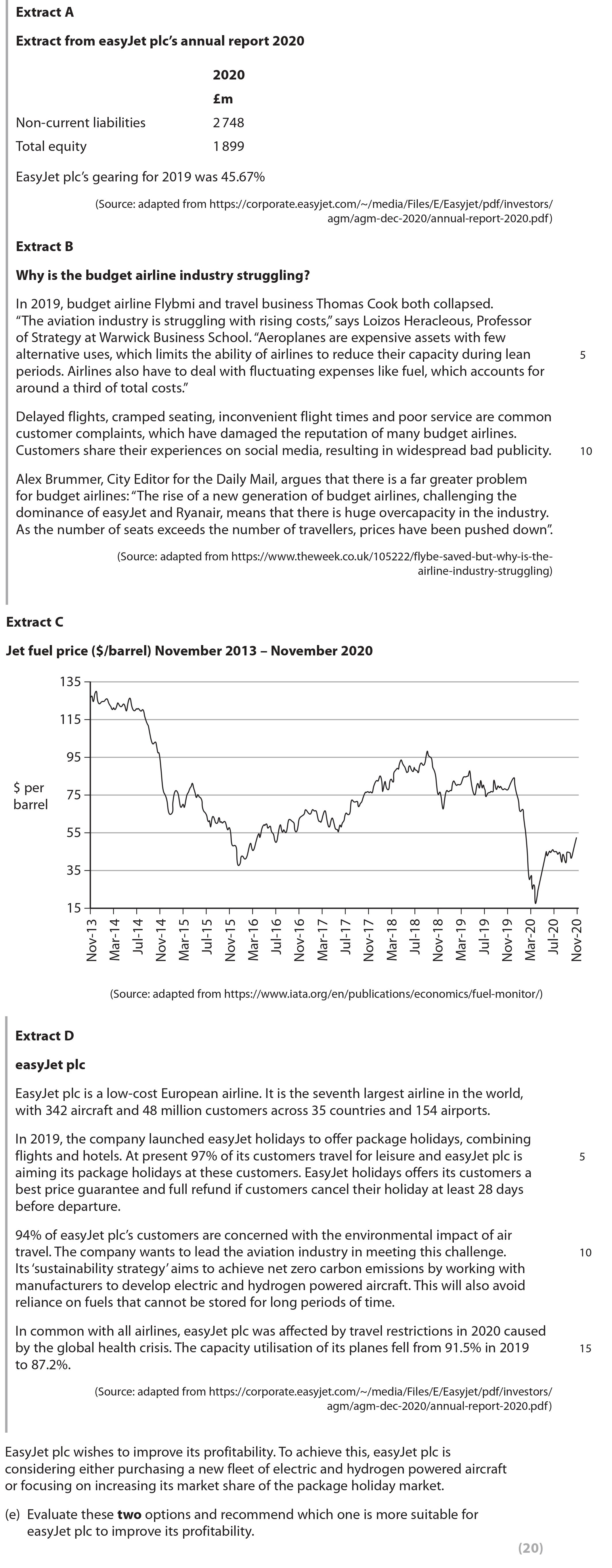 A-Level Edexcel Business Decision Making Techniques: EasyJet plc wishes to improve it