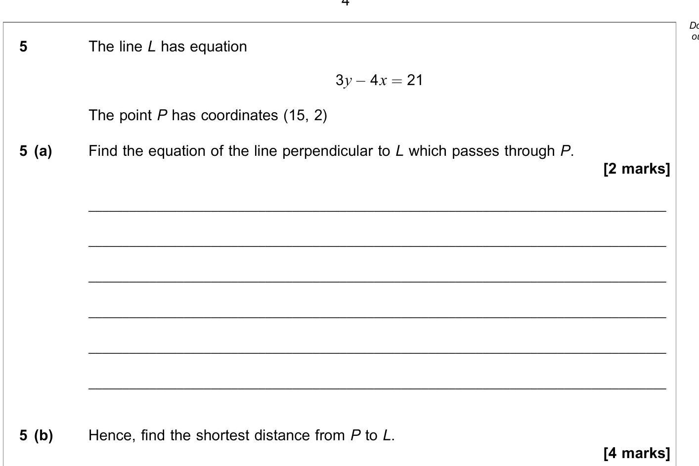 A-Level AQA Maths Mechanics Working with Vectors: The line L has ...