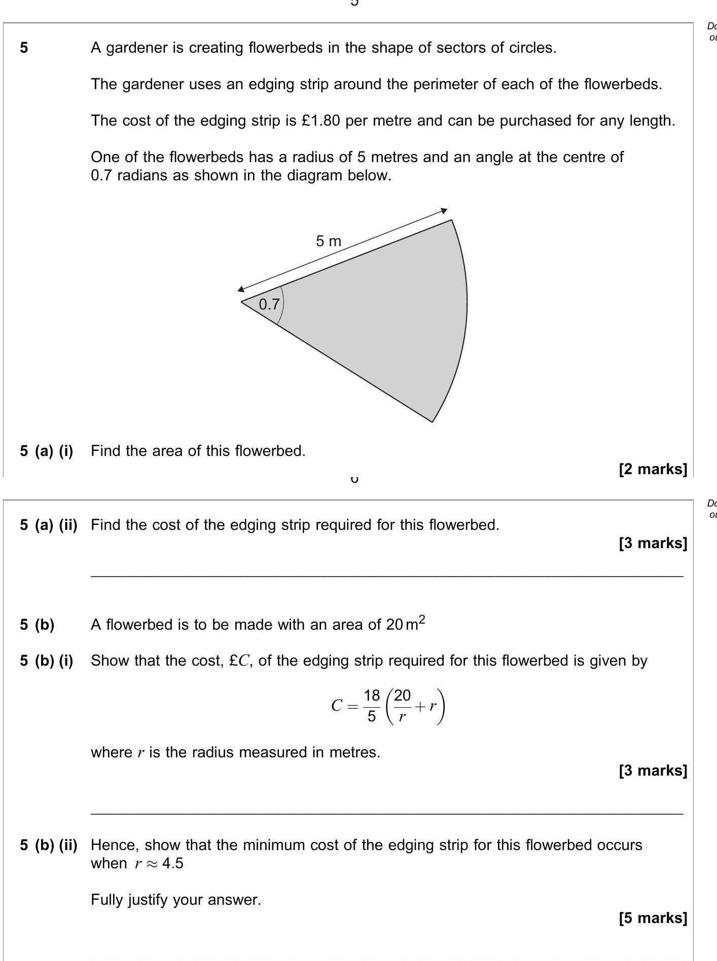 A-Level AQA Maths Mechanics Quantities, Units & Modelling: 5 (a) (i) Find the area of this