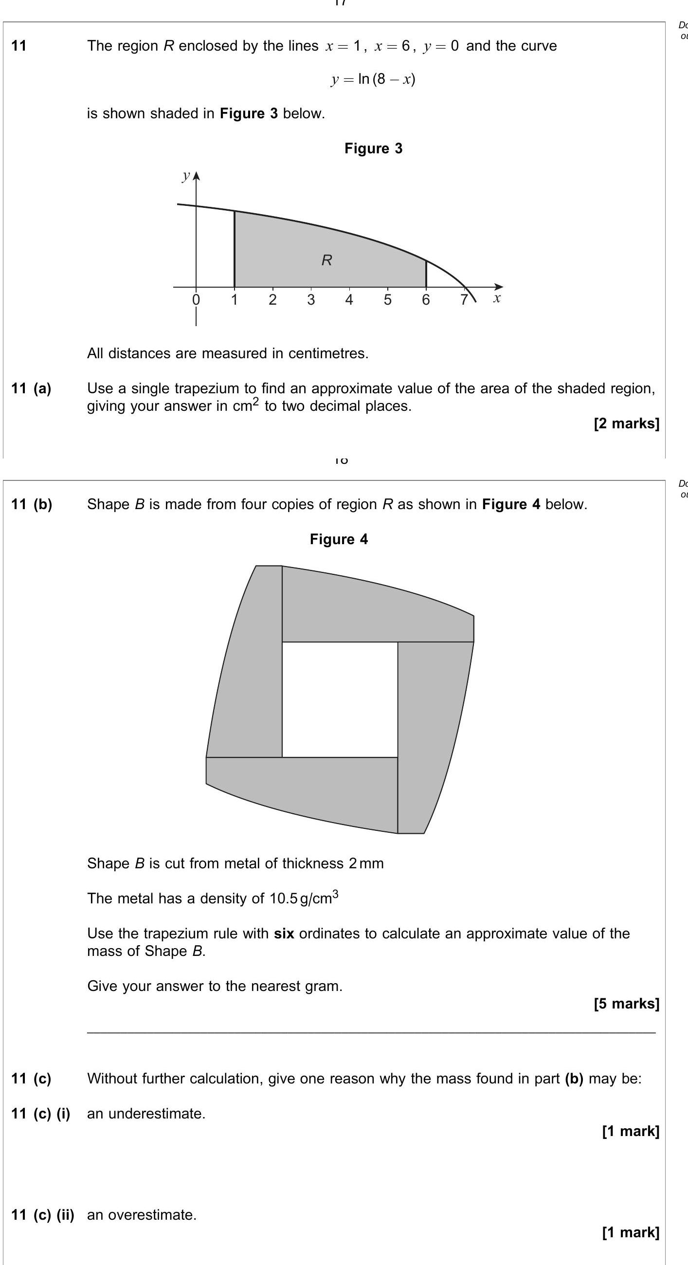 A-Level AQA Maths Mechanics 1.1 Quantities, Units & Modelling: The region R enclosed by the lin