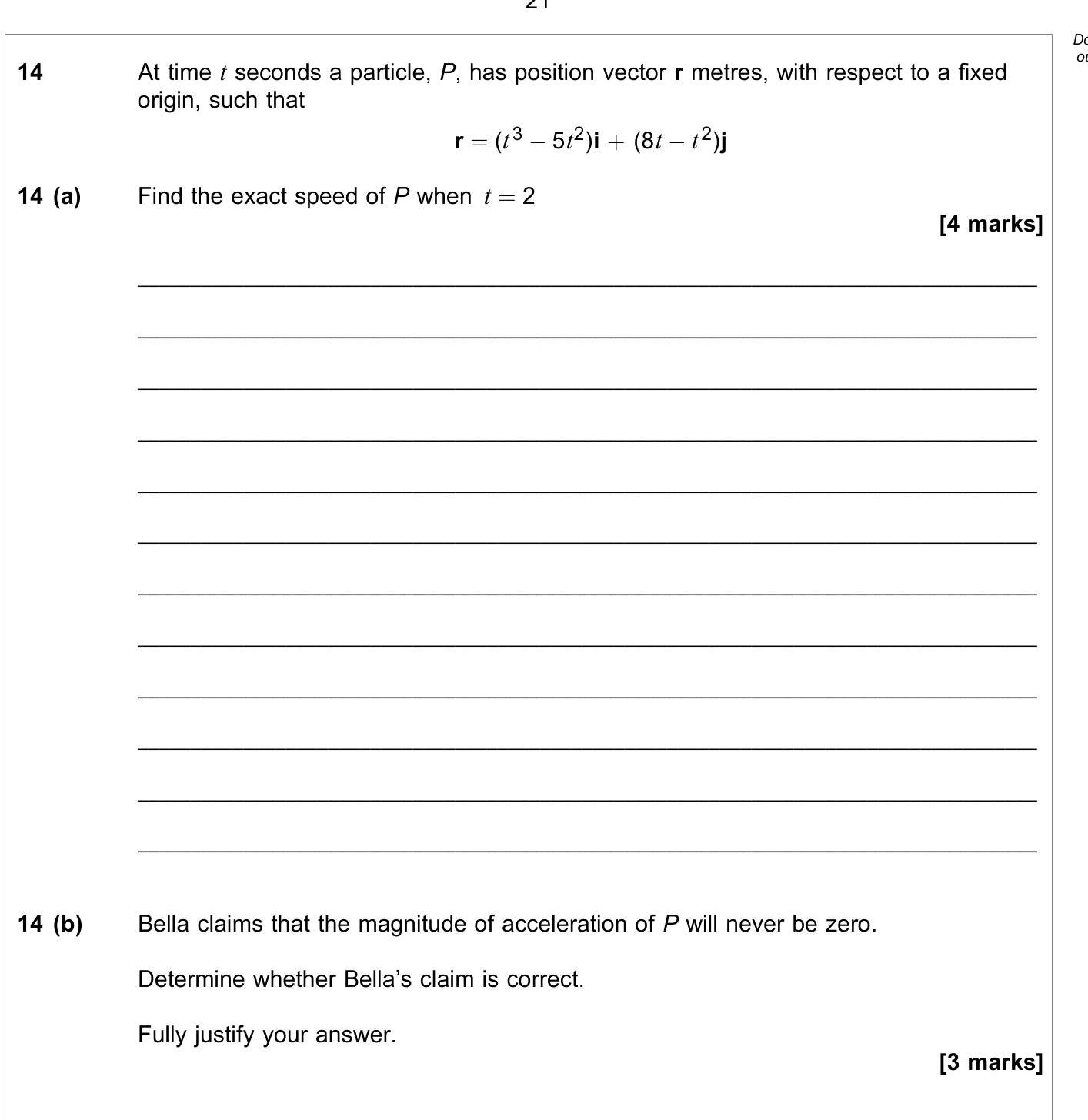 A-Level AQA Maths Mechanics Variable Acceleration - 2D: At time t seconds a particle, P,
