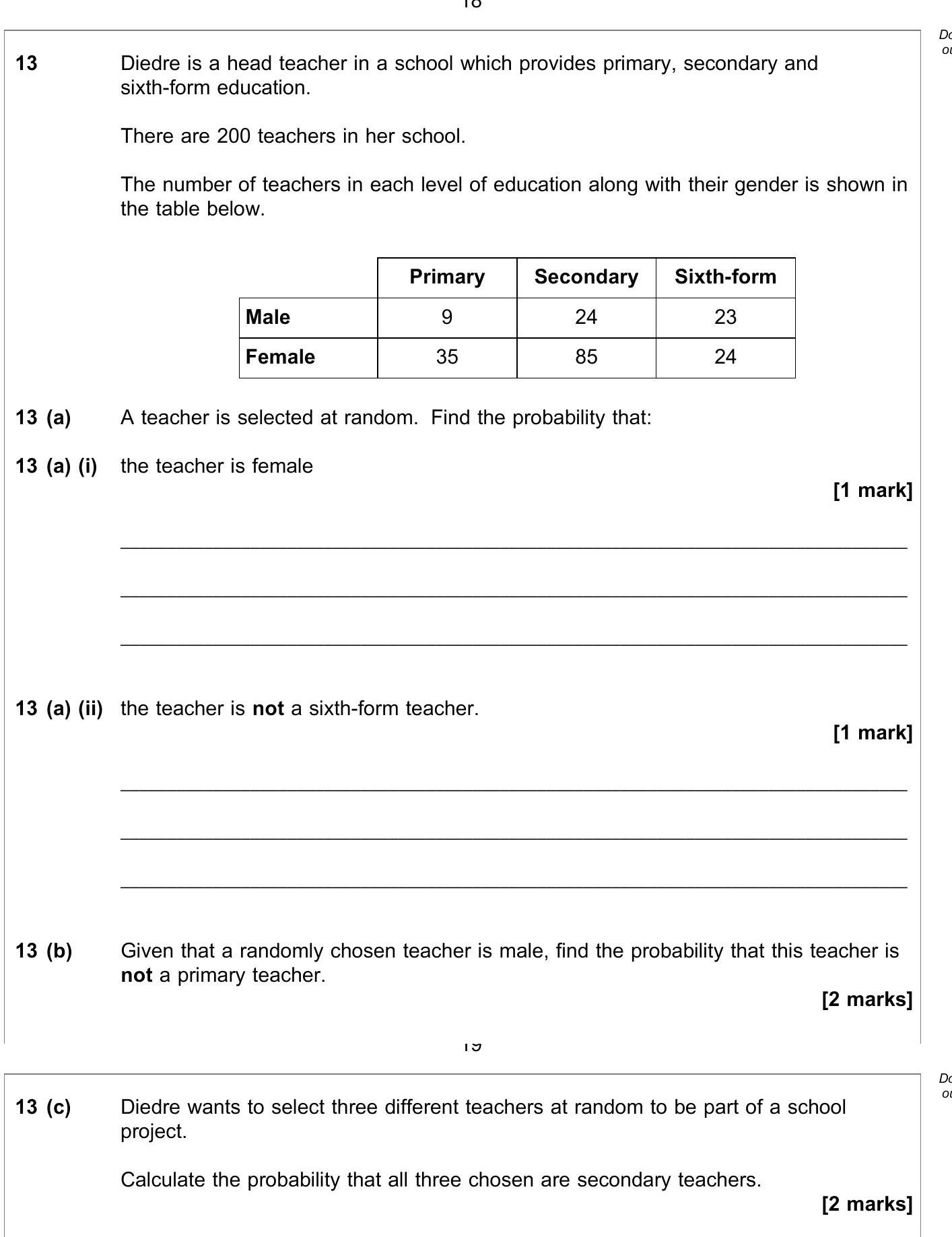 A-Level AQA Maths Mechanics 1.1 Quantities, Units & Modelling: A teacher is selected at random.