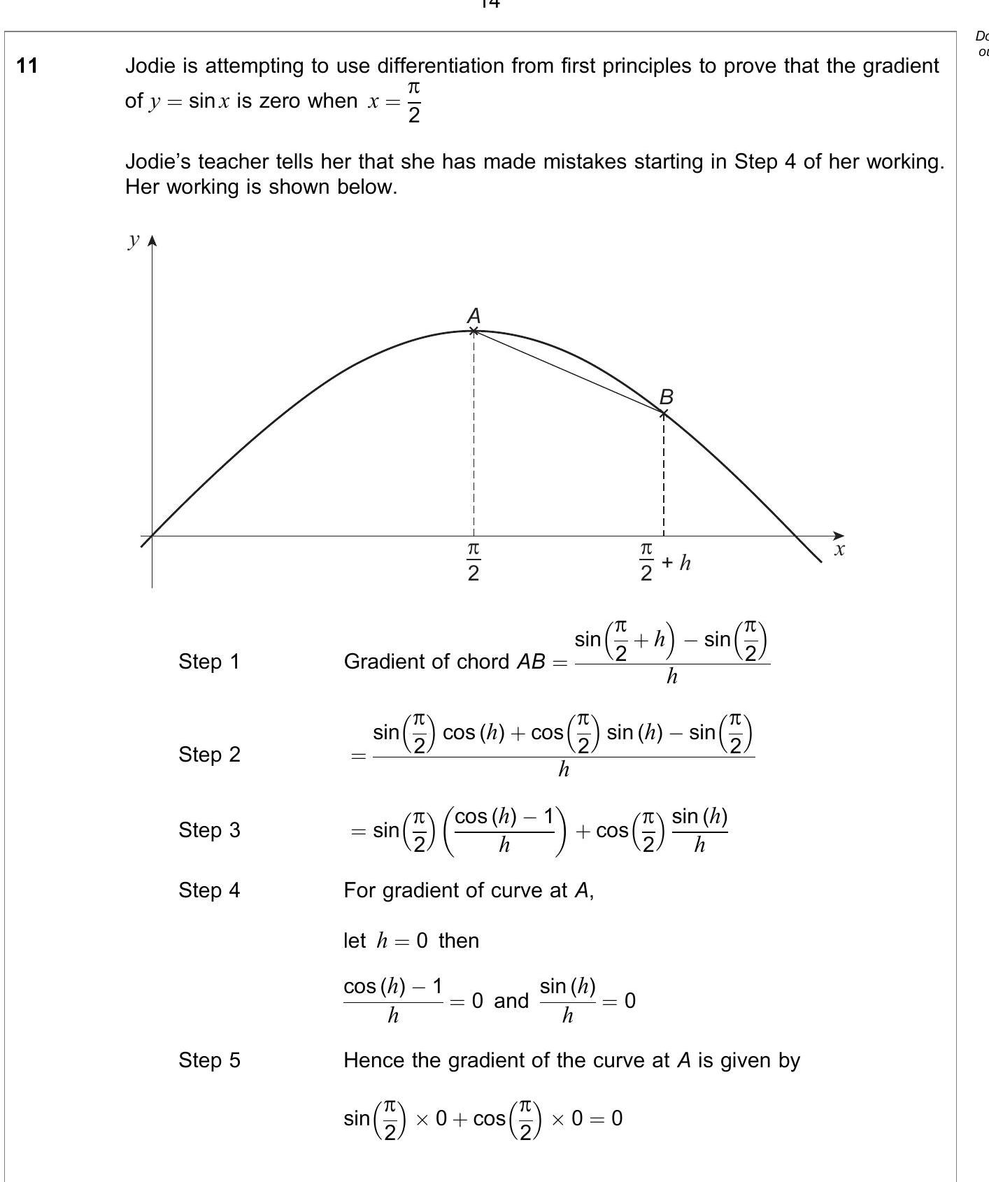 A-Level AQA Maths Mechanics Kinematics Graphs: Jodie is attempting to use diffe