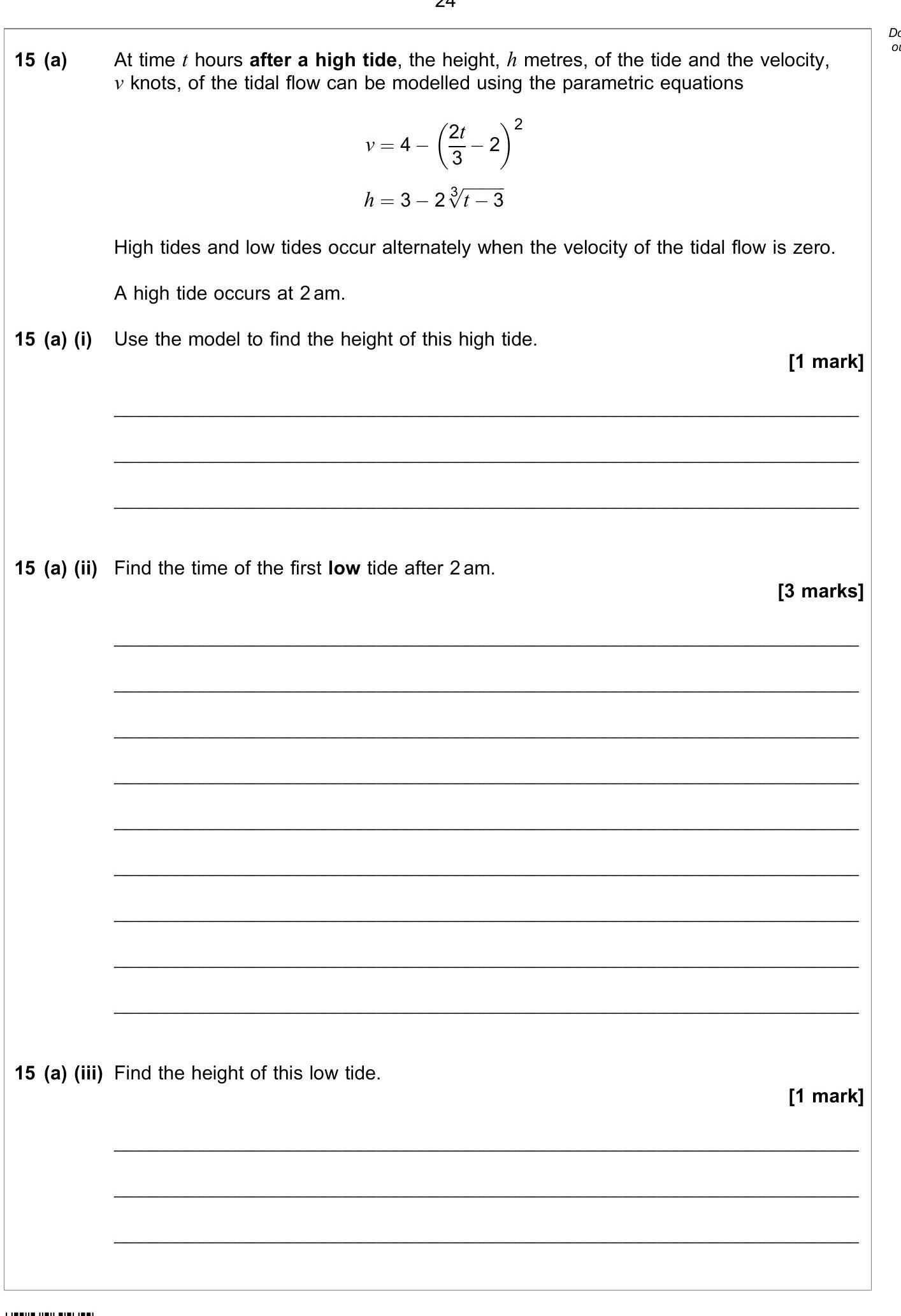 A-Level AQA Maths Mechanics Quantities, Units & Modelling: 15 (a) At time $t$ hours after a
