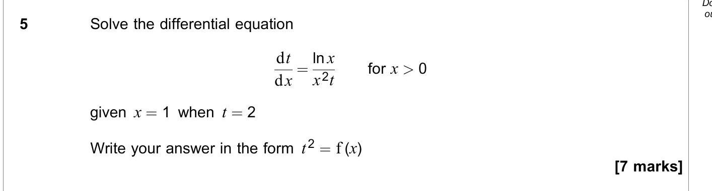 A-Level AQA Maths Mechanics Variable Acceleration - 1D: Solve the differential equation