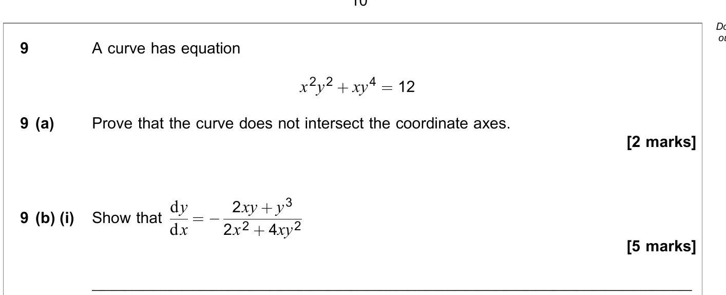 A-Level AQA Maths Mechanics 1.1 Quantities, Units & Modelling: A curve has equation $x^2y^2