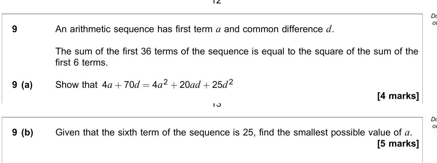 A-Level AQA Maths Mechanics 2.2 Variable Acceleration - 1D: An arithmetic sequence has first