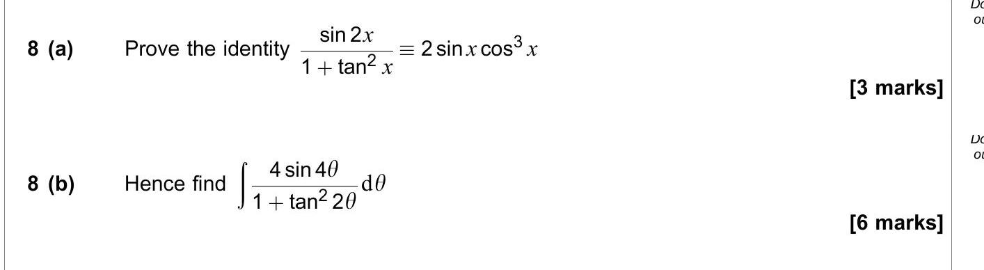 A-Level AQA Maths Mechanics 1.1 Quantities, Units & Modelling: 8 (a) Prove the identity $$\fra