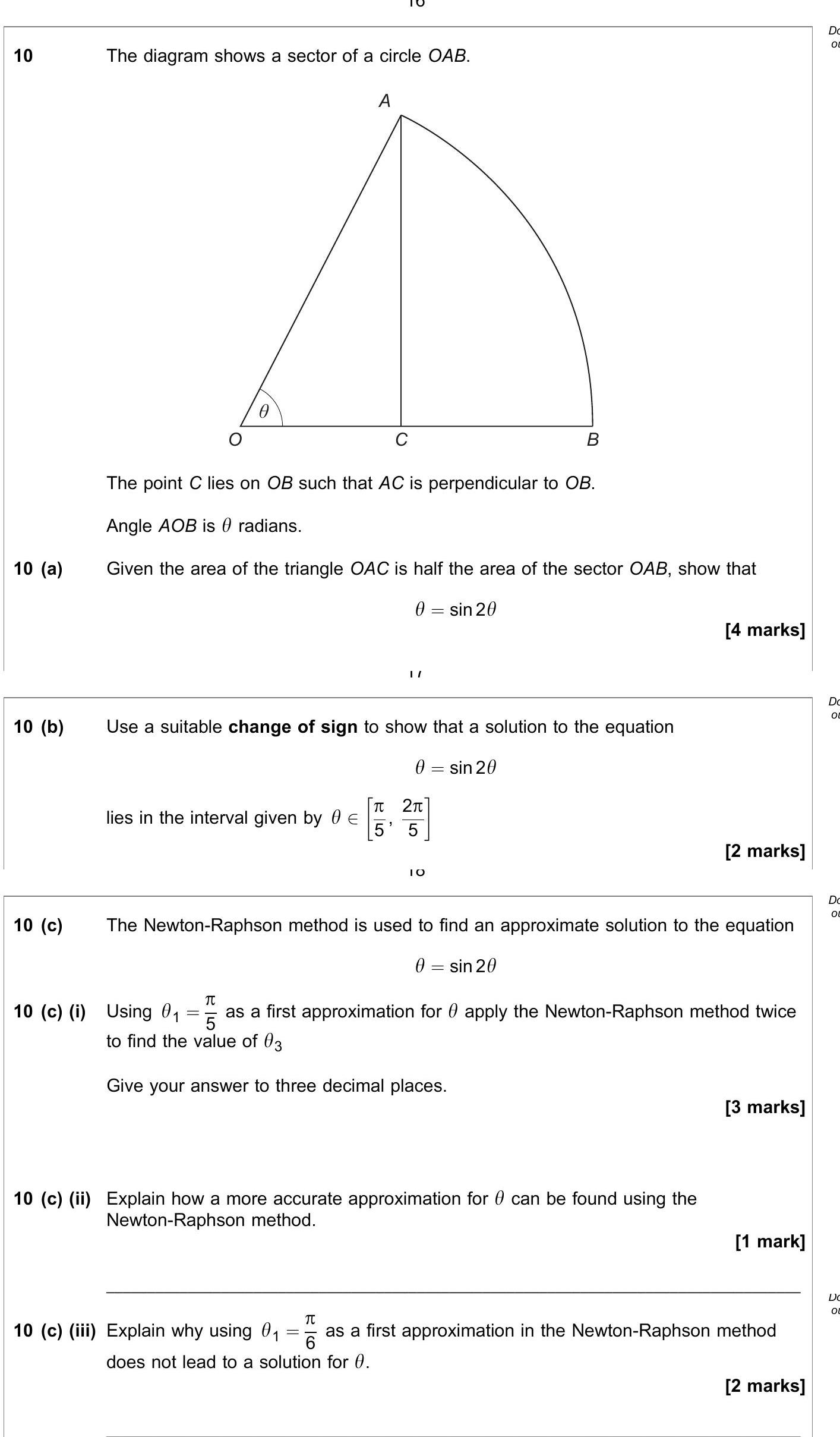 A-Level AQA Maths Pure 5.4 Radian Measure: The diagram shows a sector of a