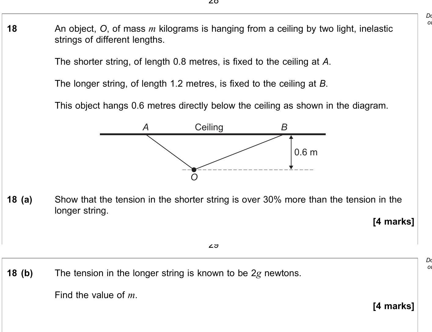 A-Level AQA Maths Pure 11.1 Vectors in 2 Dimensions: An object, O, of mass m kilogram