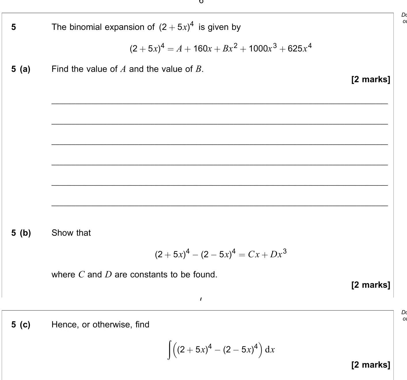 A-Level AQA Maths Pure Integration: The binomial expansion of $(2